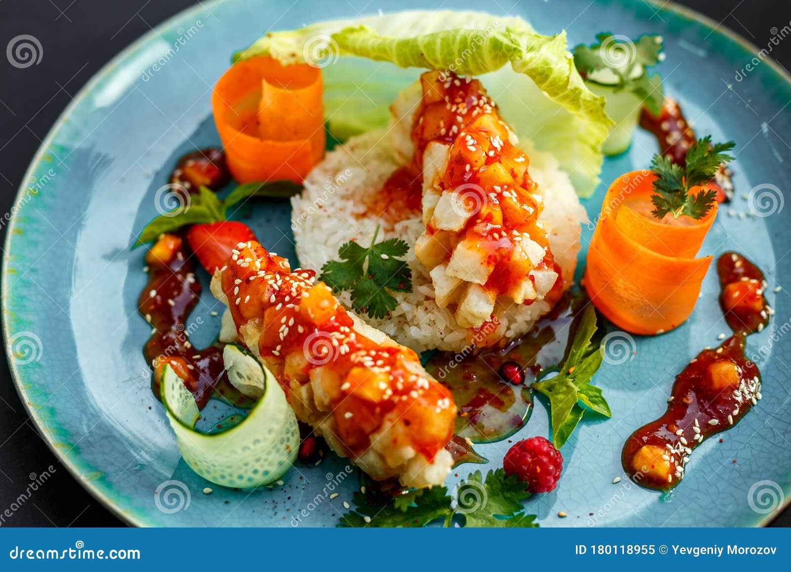 Breaded Chicken with a Side Dish of Rice Stock Image - Image of groats ...