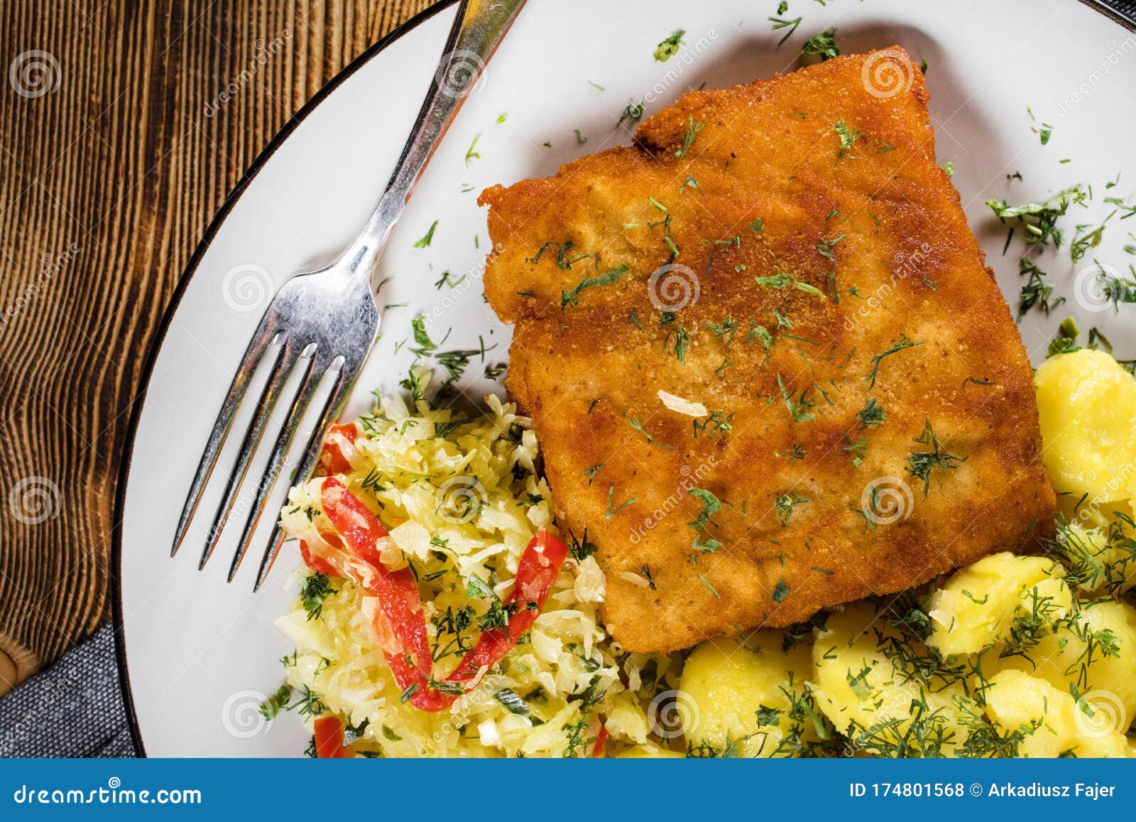 Breaded cod fillet stock photo. Image of breaded, potato - 174801568