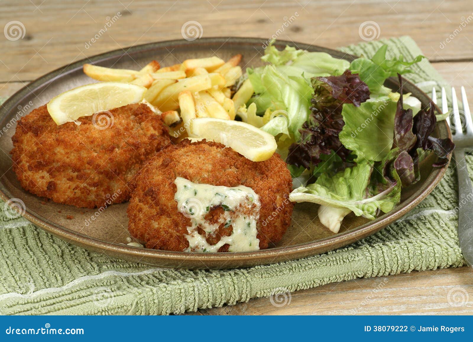 Fish Cakes With Spaghetti Hoops And Chips Royalty-Free Stock ...