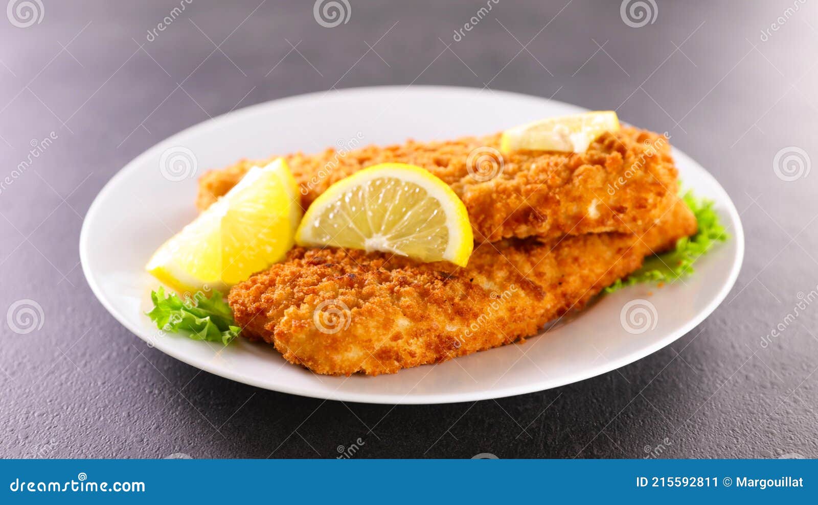 Breaded crispy fish stock image. Image of cooked, lemon - 215592811