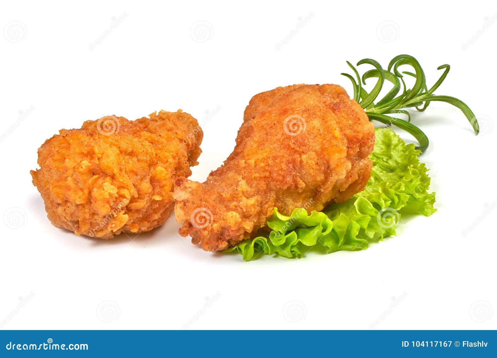 Breaded Crispy Fried Chicken Leg, Isolated on White Background Stock ...