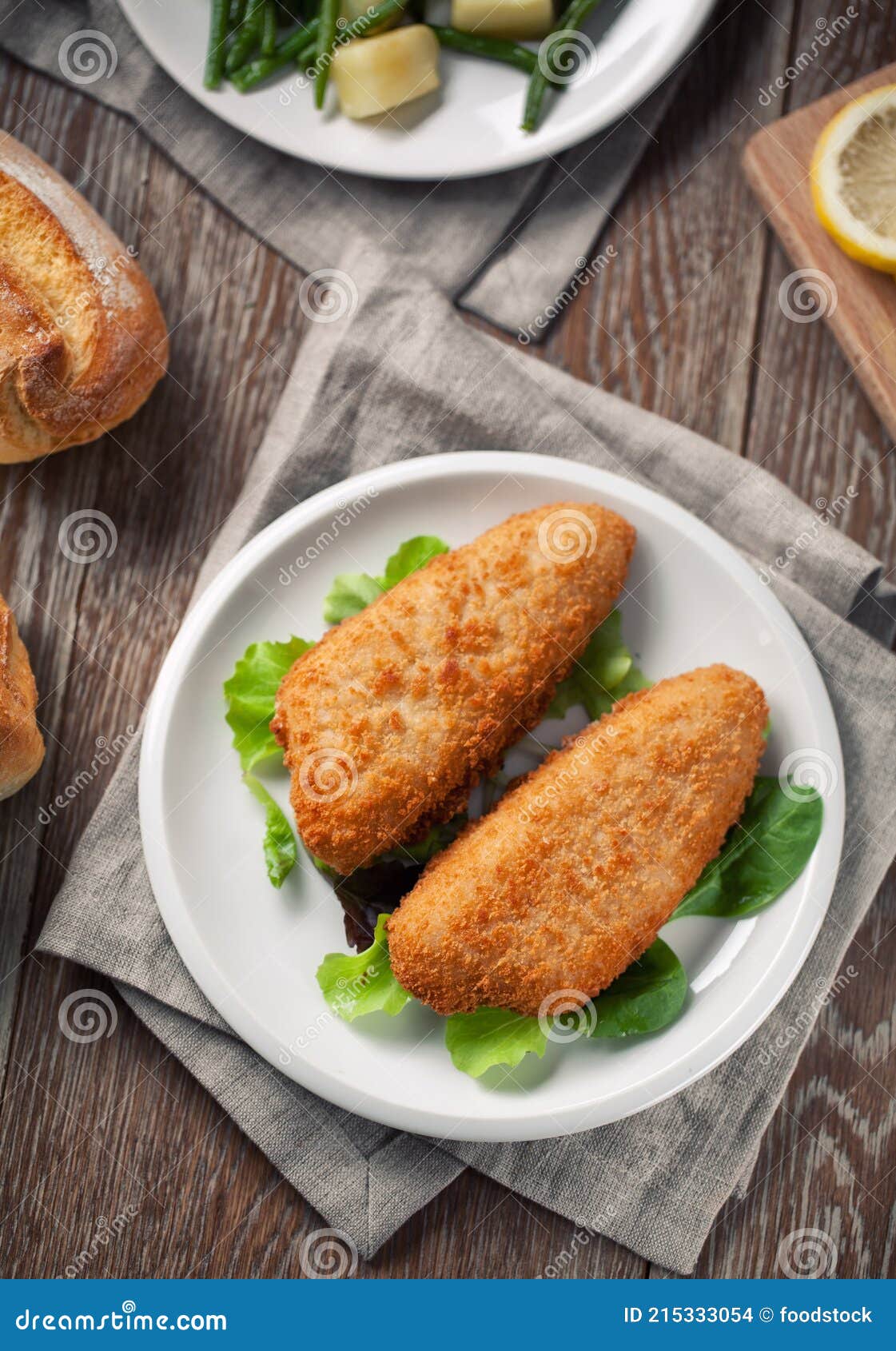 Breaded Fish Fillet with Salad. High Quality Photo. Stock Photo - Image ...