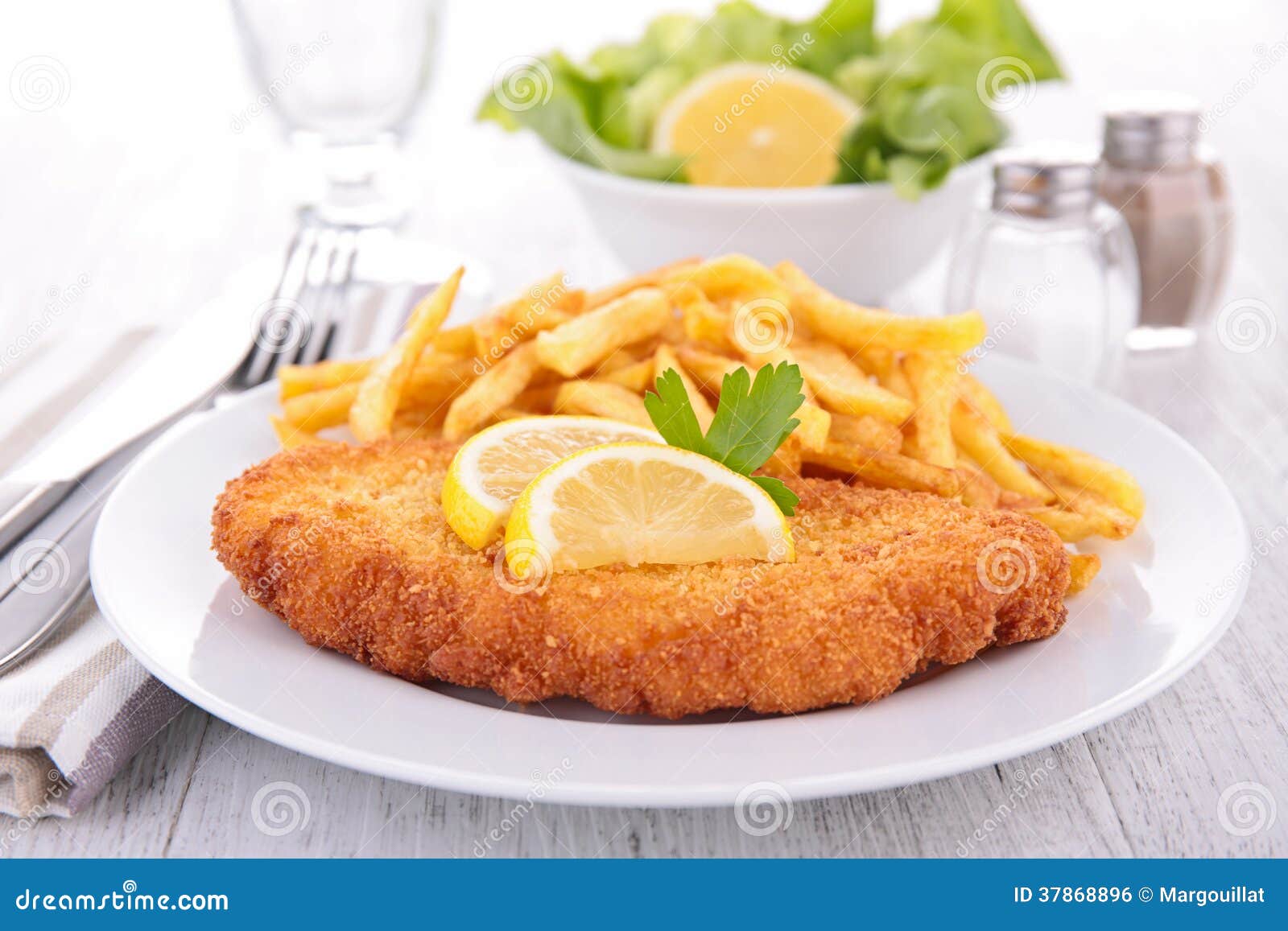 Breaded Fish and French Fries Stock Photo - Image of fish, table: 37868896