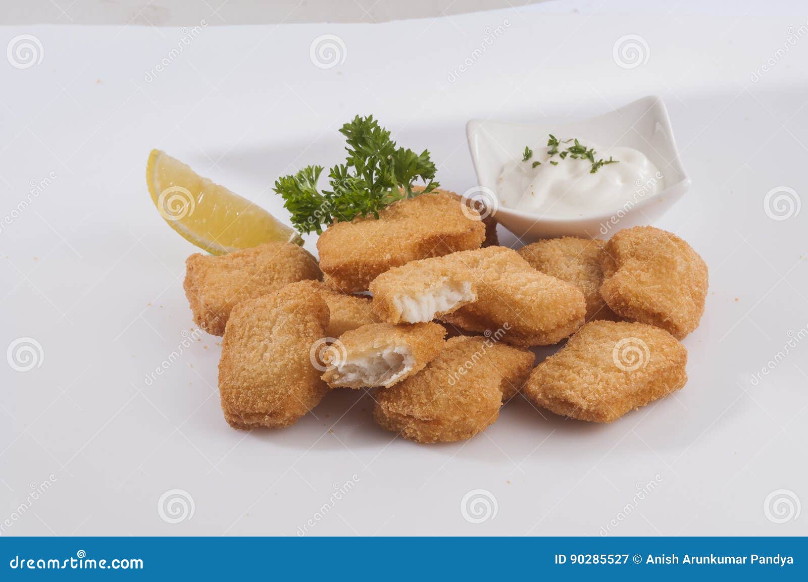 Breaded fish Nuggets stock image. Image of lunch, coated - 90285527