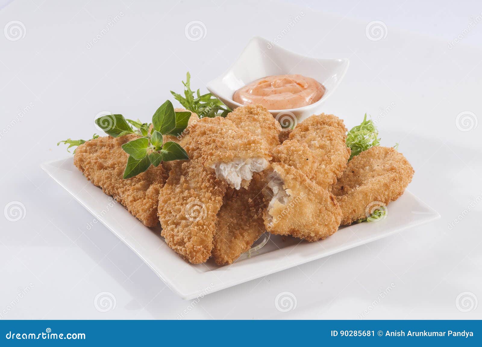 Breaded Fish Nuggets stock image. Image of healthy, crispy - 90285681