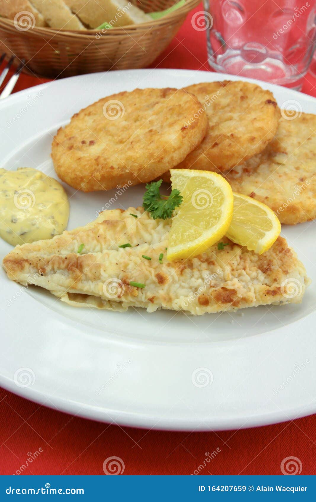 Breaded Fish and Potato Rosti Stock Image - Image of macro, chips ...
