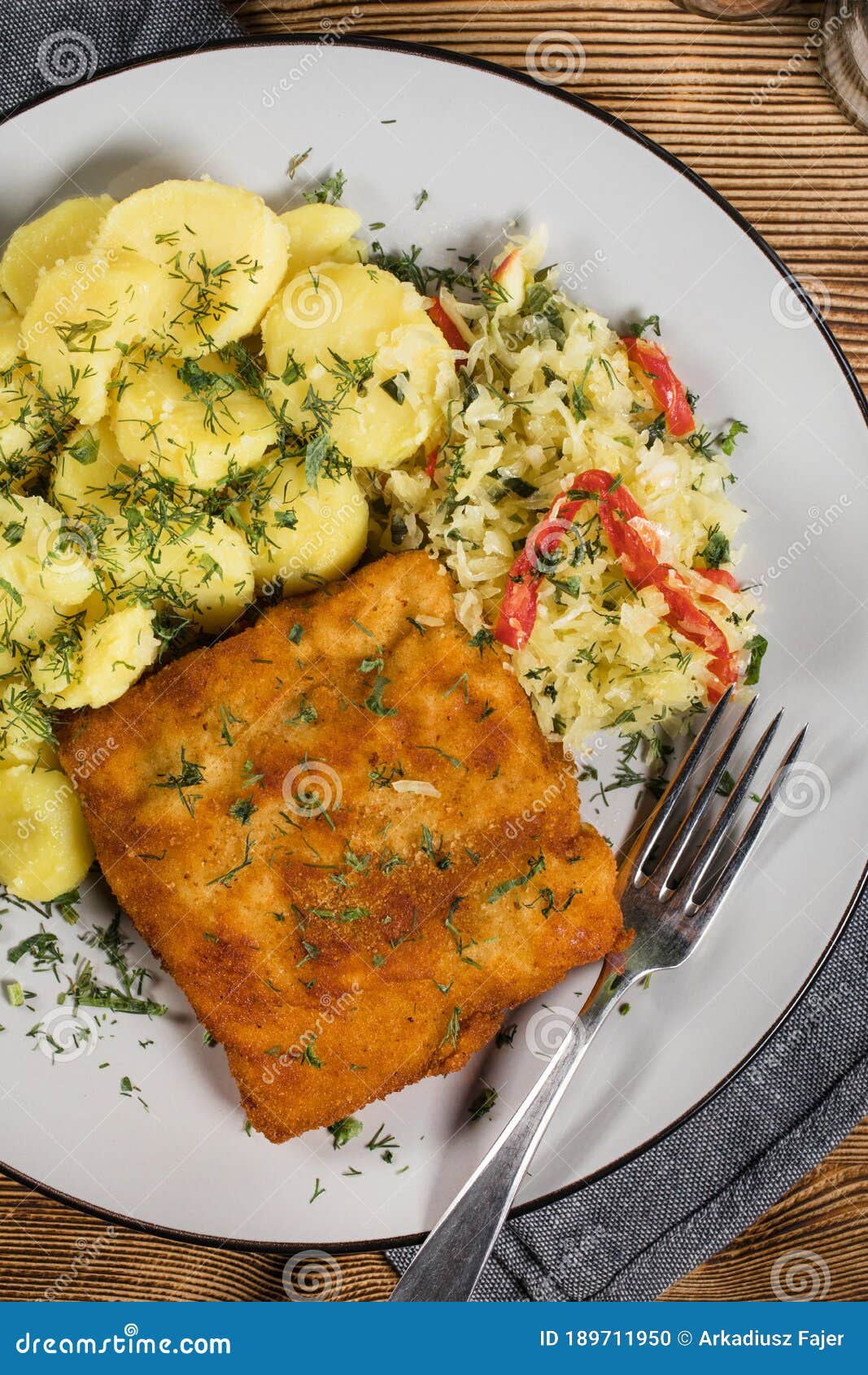 Breaded cod fillet stock photo. Image of meal, lunch - 189711950
