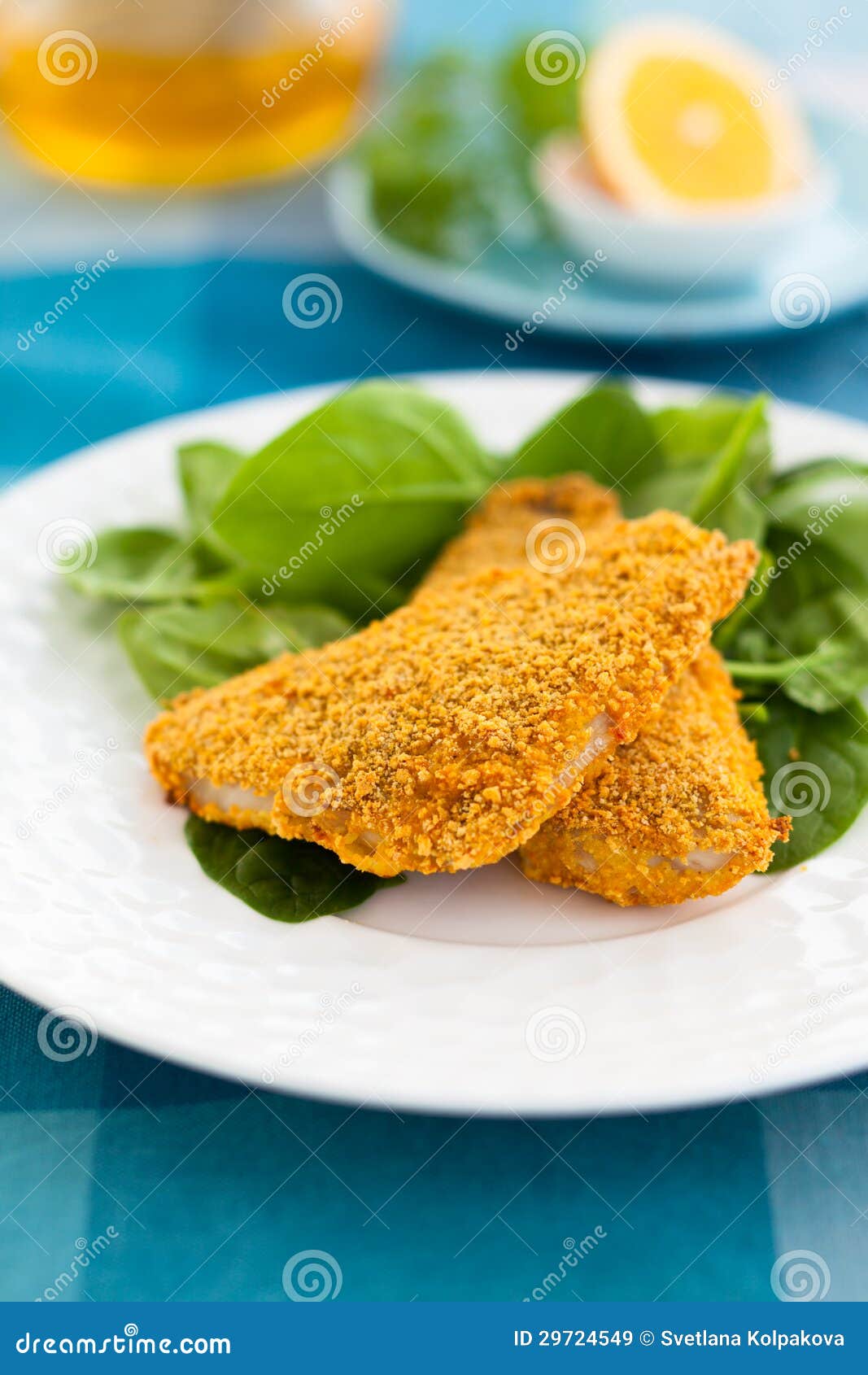 Breaded fish stock image. Image of fork, meal, seafood - 29724549
