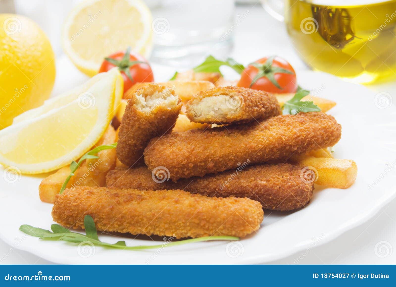 Breaded Fish Sticks with French Fries Stock Image - Image of food ...