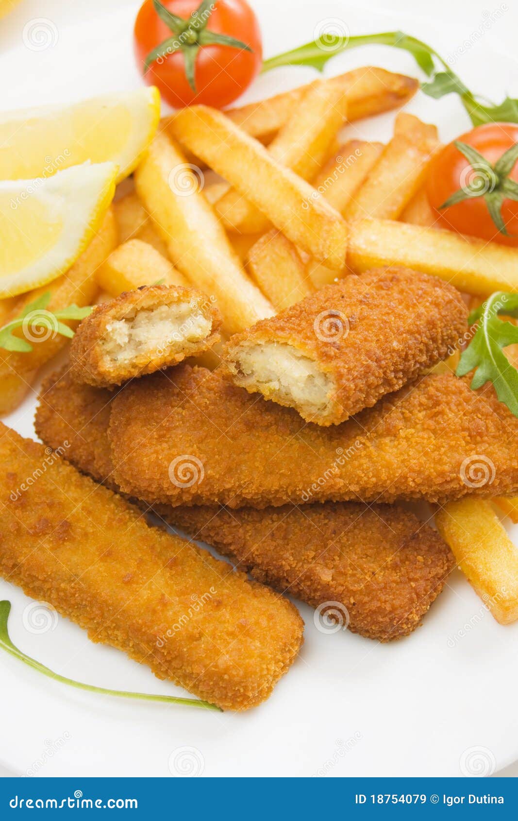Breaded Fish Sticks with French Fries Stock Image - Image of vertical ...