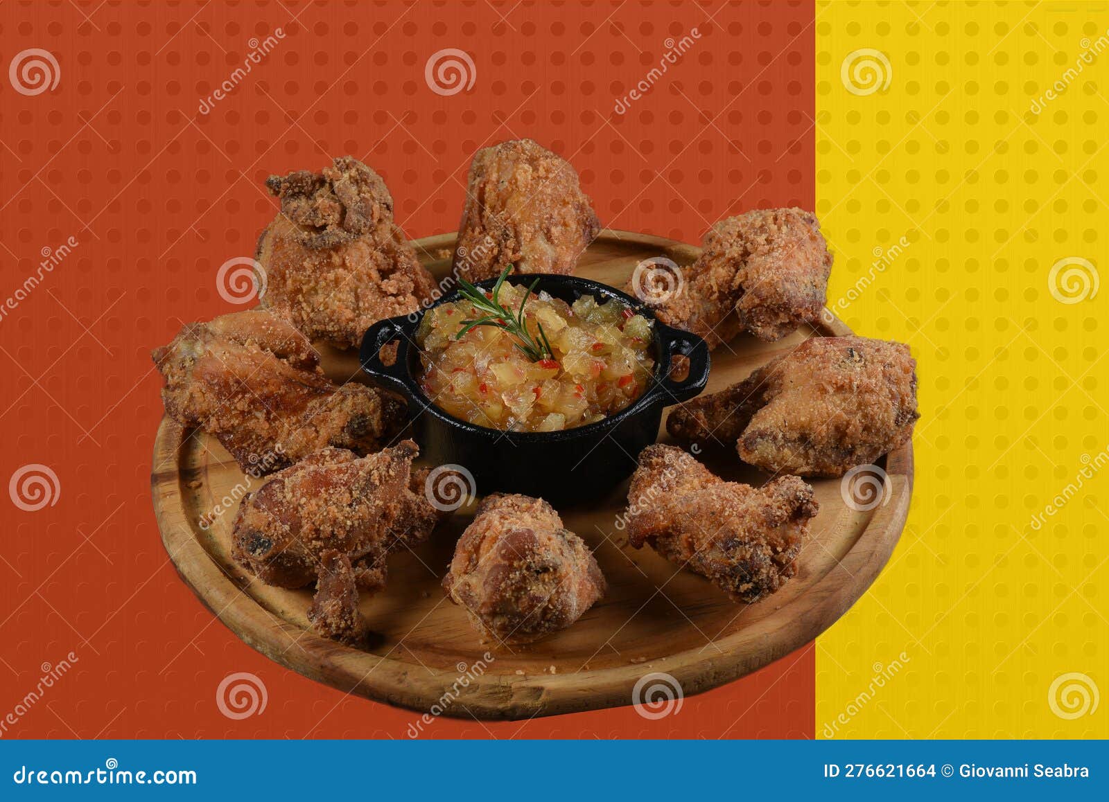 Breaded Fried Chicken Served on Plate Isolated on Colored Background ...