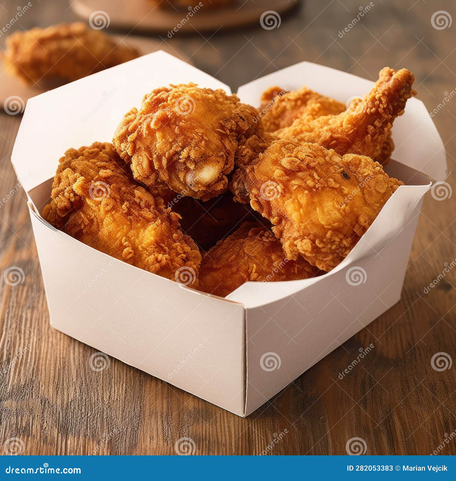 Breaded Fried Chicken Thighs Served As a Takeaway in a Square White ...