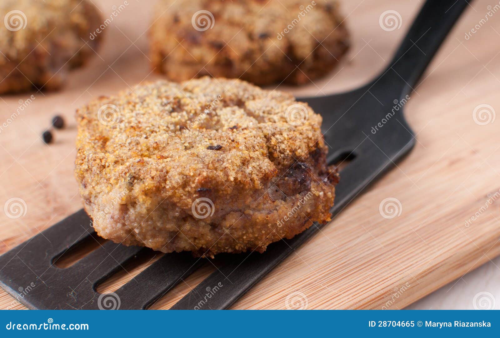 Breaded Fried Patty on Spatula Stock Image - Image of plate, boneless ...