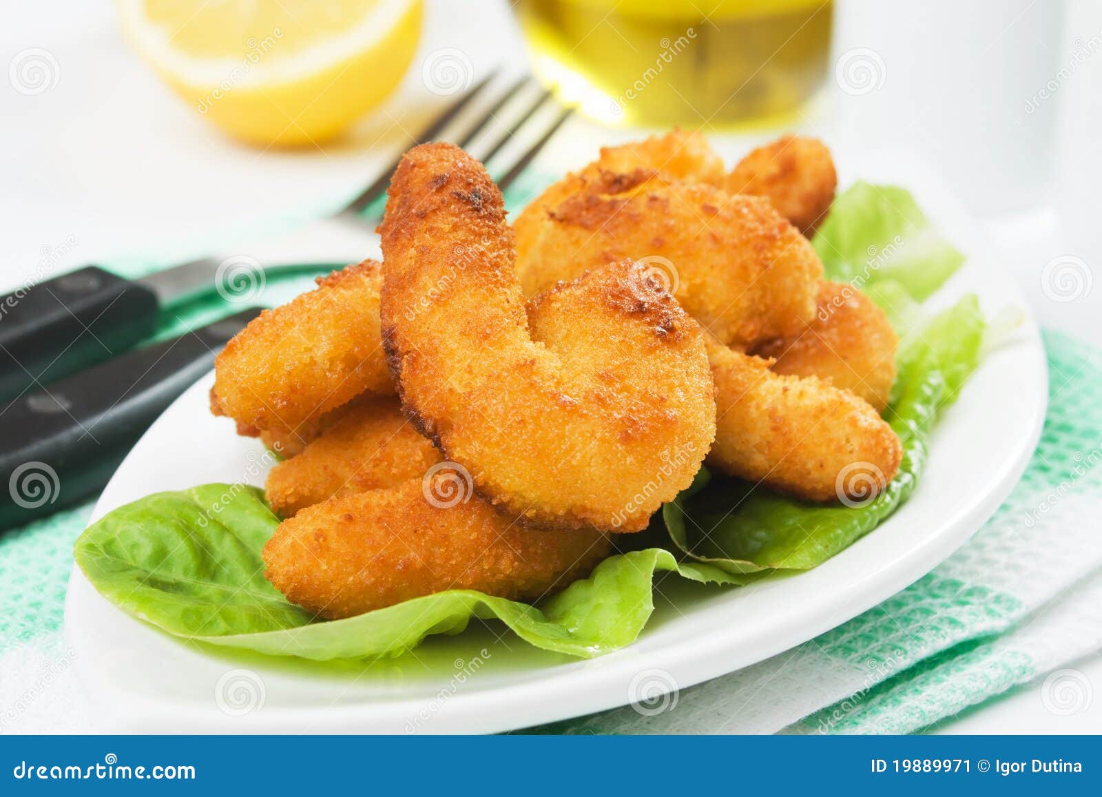 Breaded shrimp snack stock image. Image of stick, food - 19889971