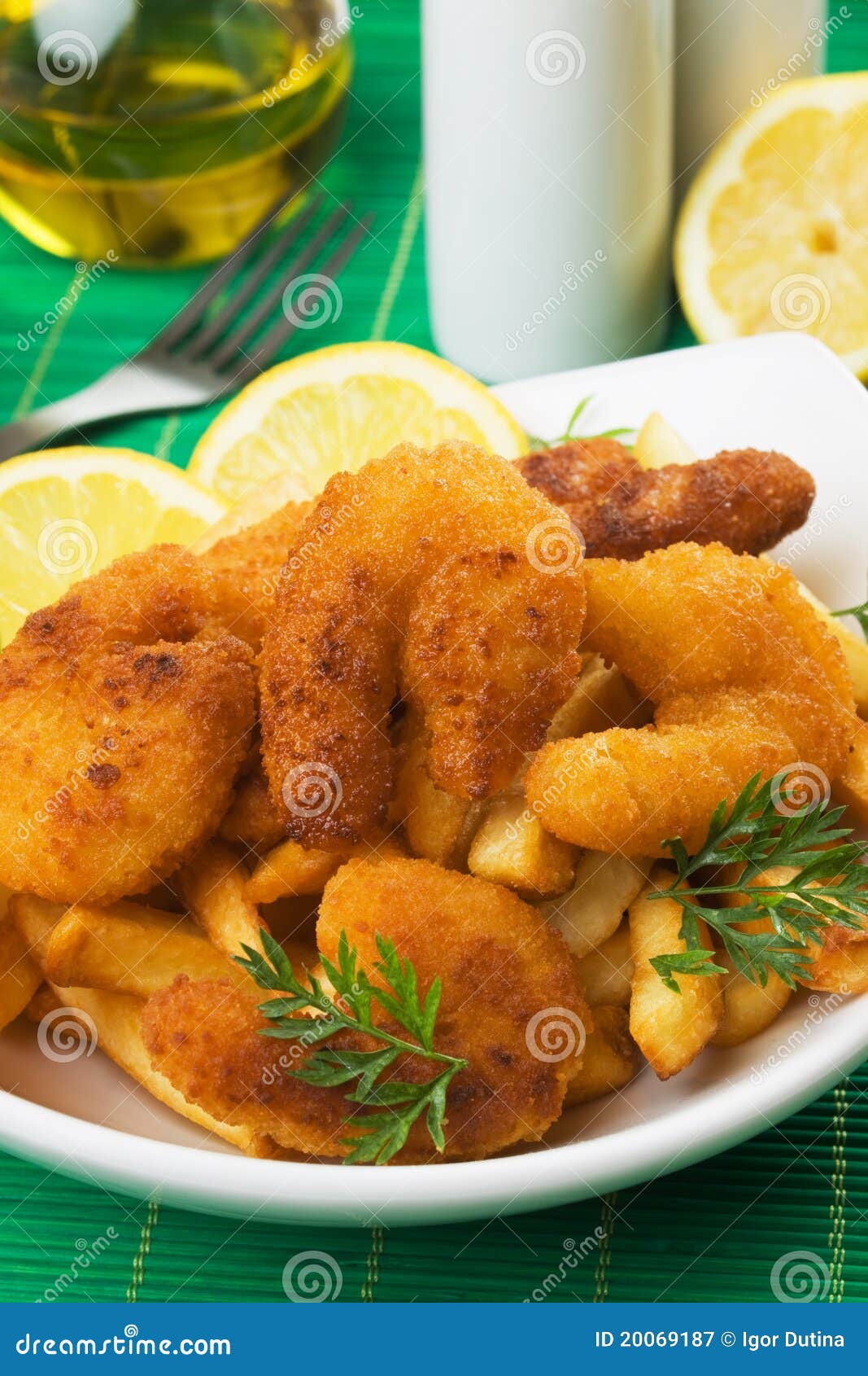 Breaded Shrimp Snack with French Fries Stock Image - Image of fried ...