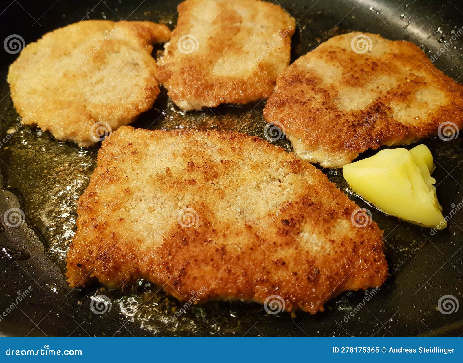 Breaded wiener schnitzel stock image. Image of dish - 278175365