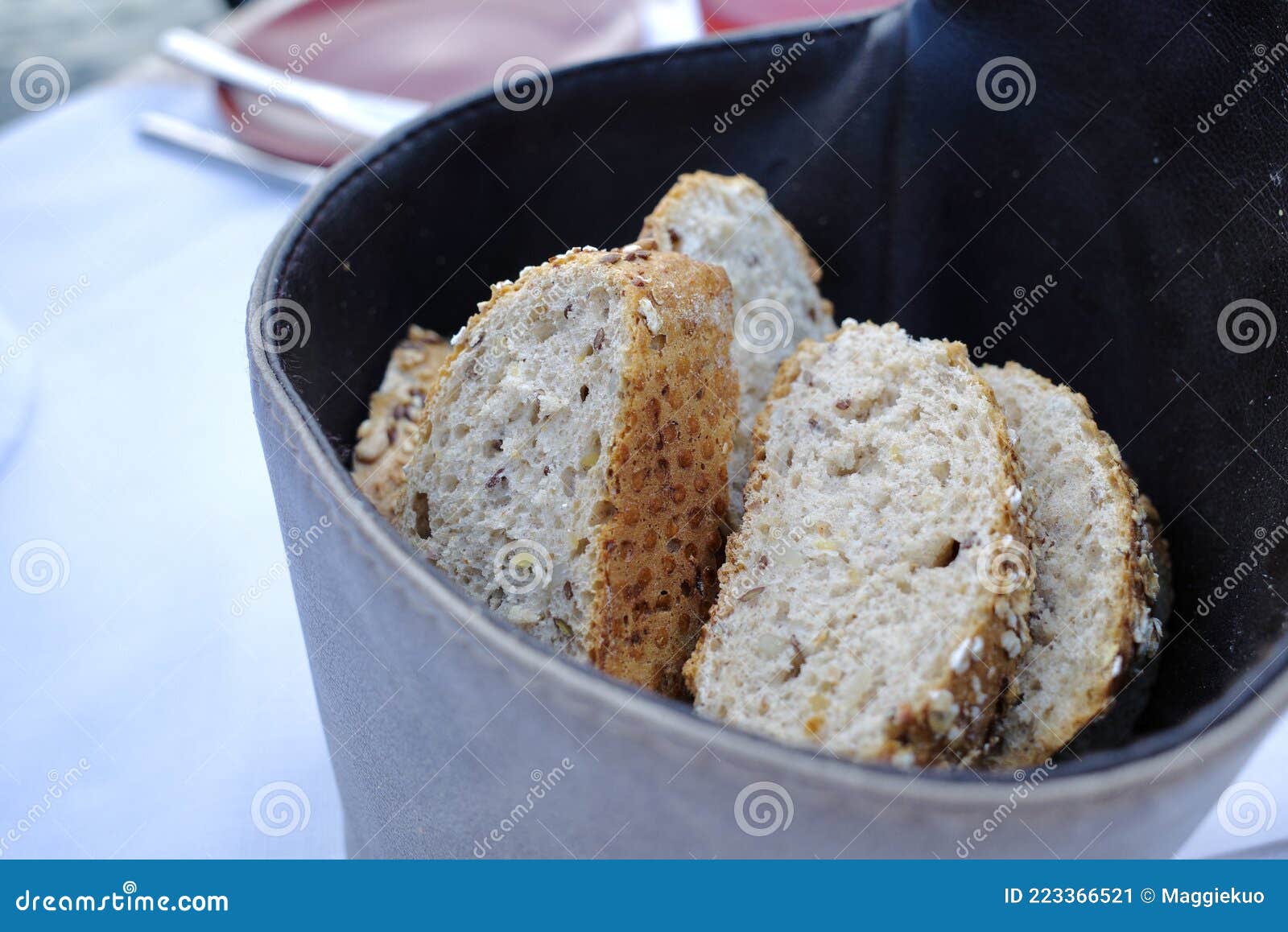 Breads in a bucket stock image. Image of bucket, sliced - 223366521