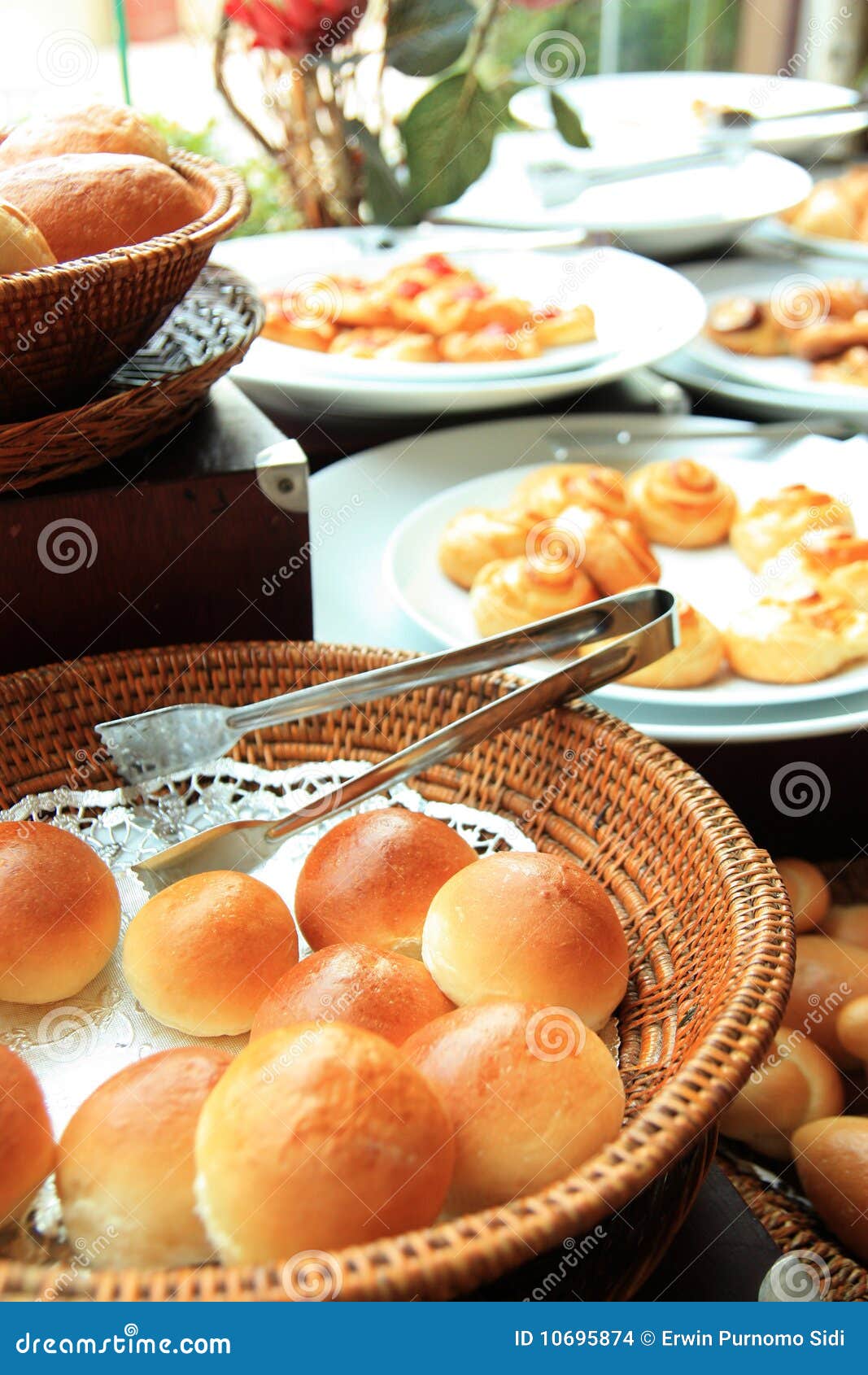 Breads at buffet stock photo. Image of dishes, tong, menu - 10695874