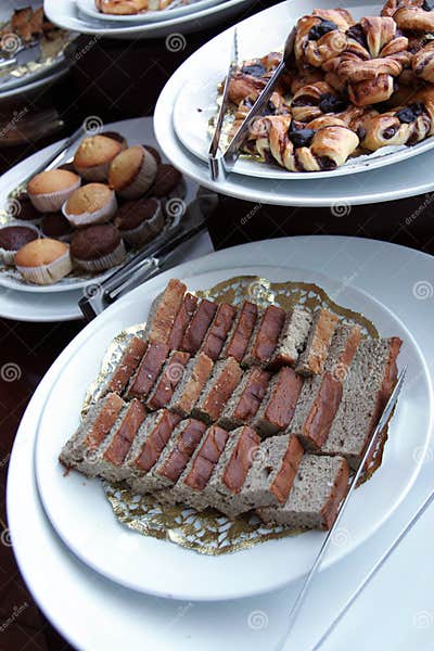 Breads at buffet breakfast stock image. Image of plates - 9479709
