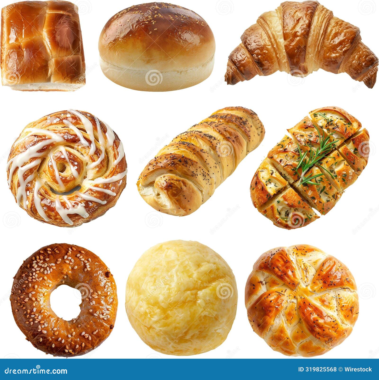 Breads that Look To Have Different Types of Bread on Them Stock ...