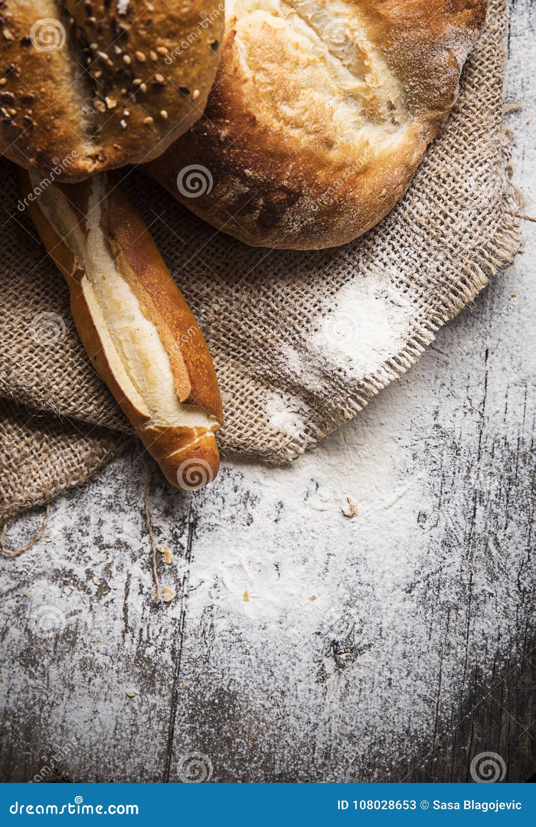 Breads on wooden table stock image. Image of rural, diet - 108028653