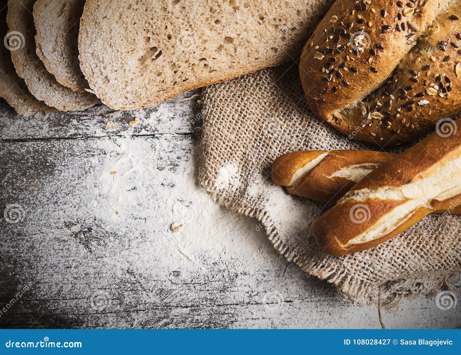 Breads on wooden table stock image. Image of brown, pastry - 108028427