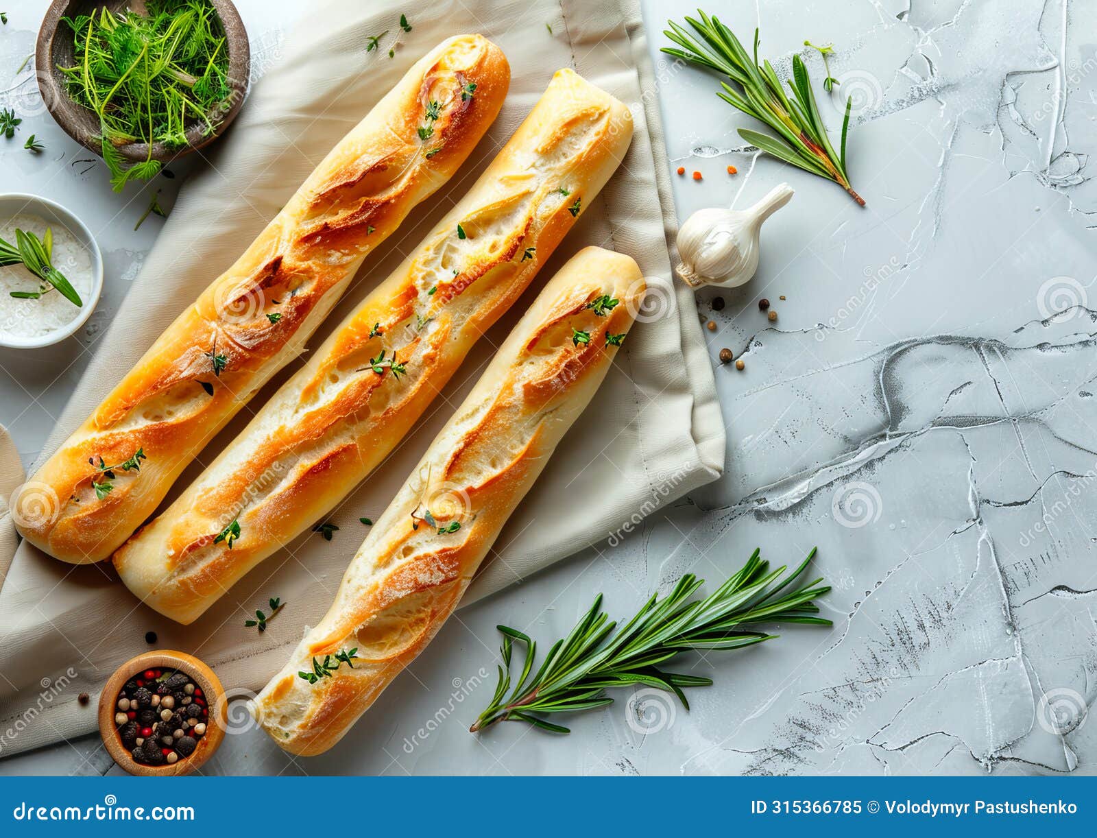 Breadsticks with Herbs and Spices on a White Background Stock Image ...