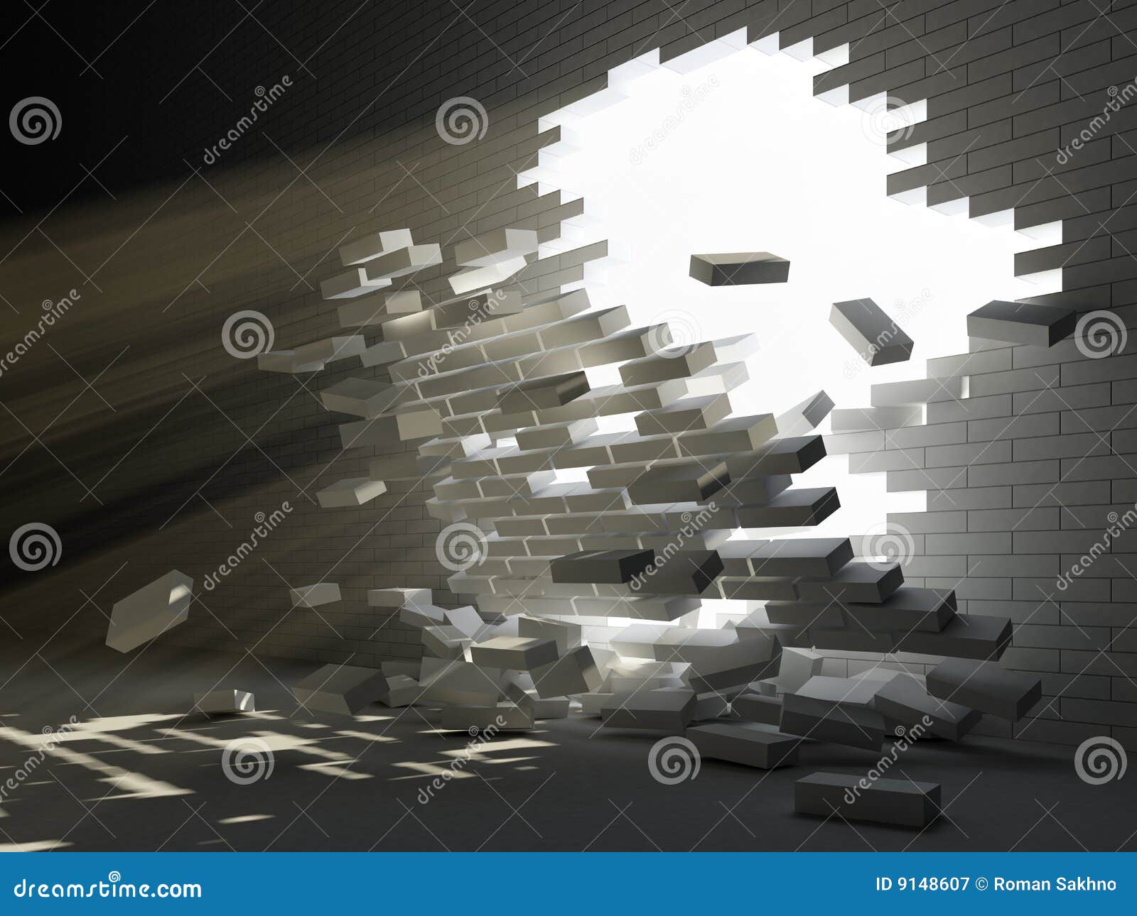 Break of brick wall stock illustration. Illustration of house - 9148607