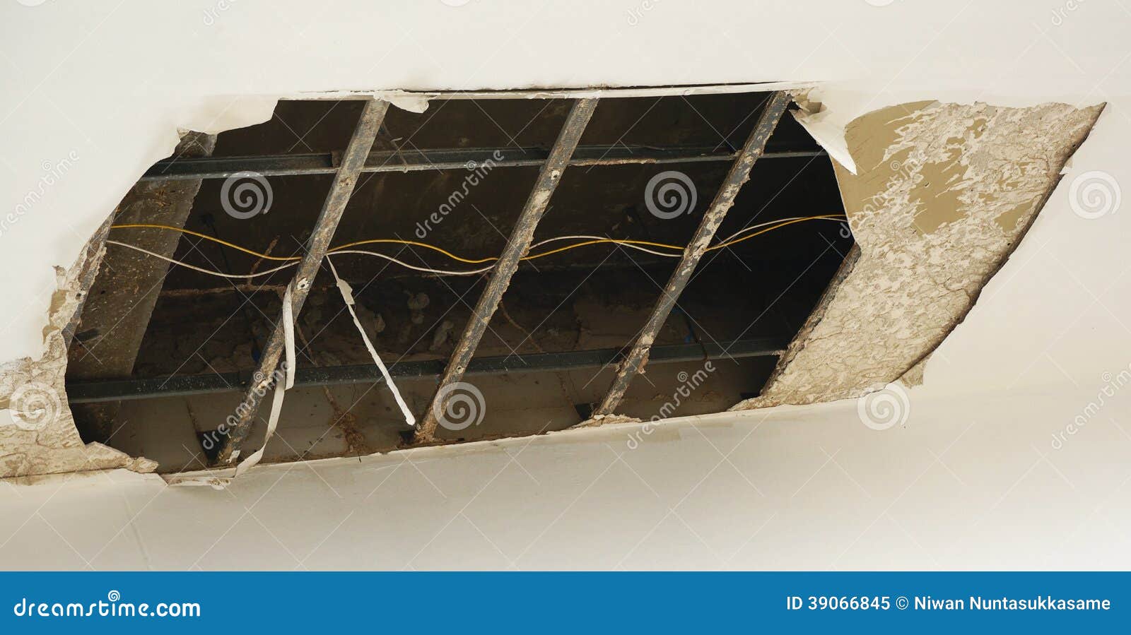 Break through the ceiling stock image. Image of dirty - 39066845
