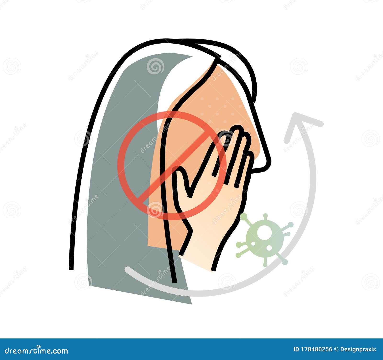 Break the Chain - Avoid Touching the Face - Icon Stock Illustration ...