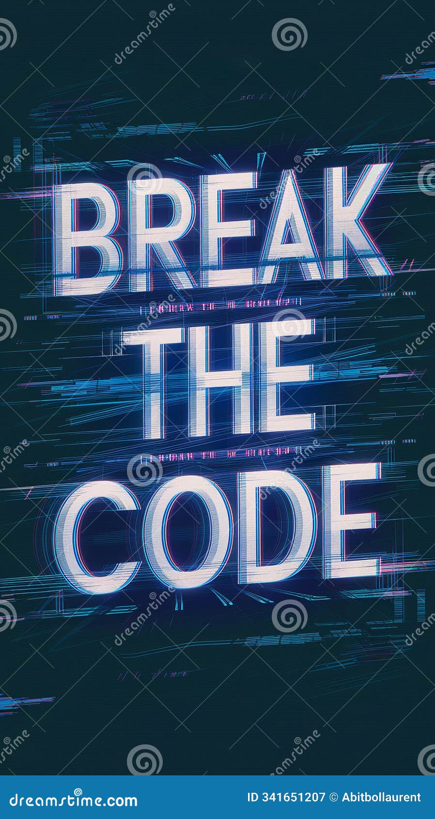 "BREAK the CODE" in Bold Letters with Glitch Effect on Dark Background ...