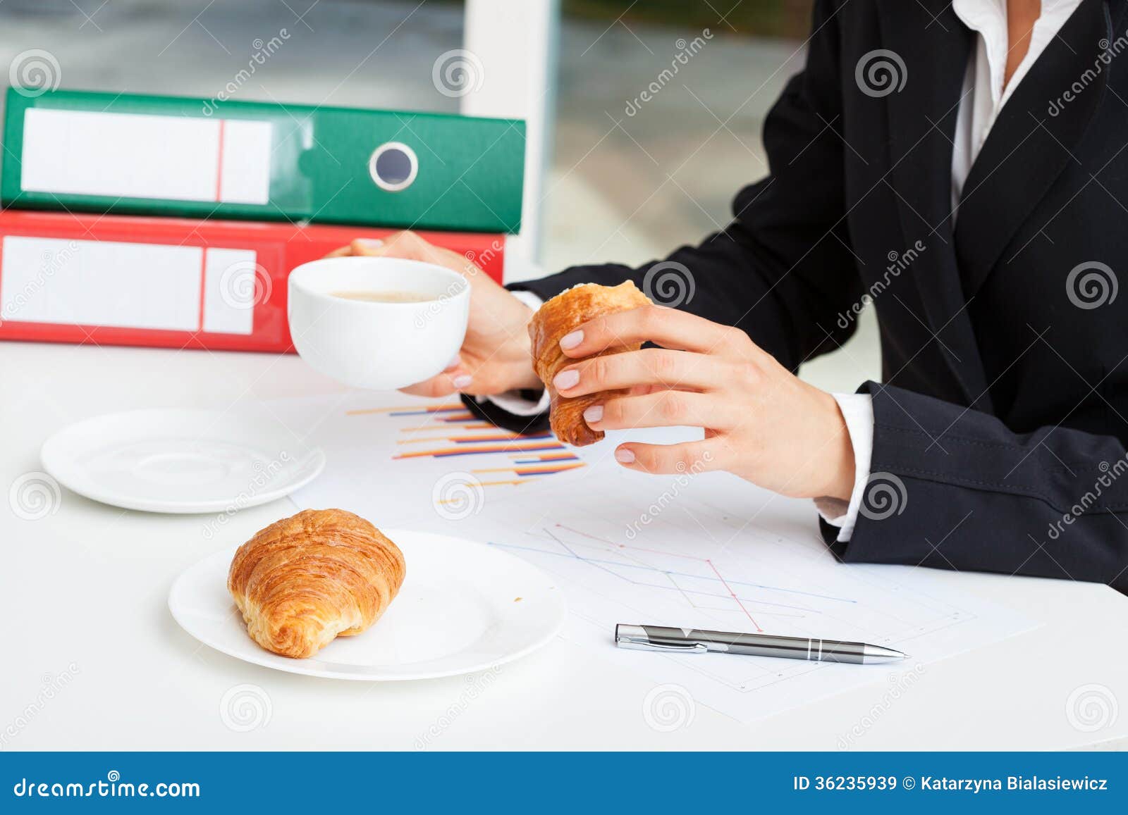 Break for Coffee with Croissant Stock Image - Image of short, writing ...