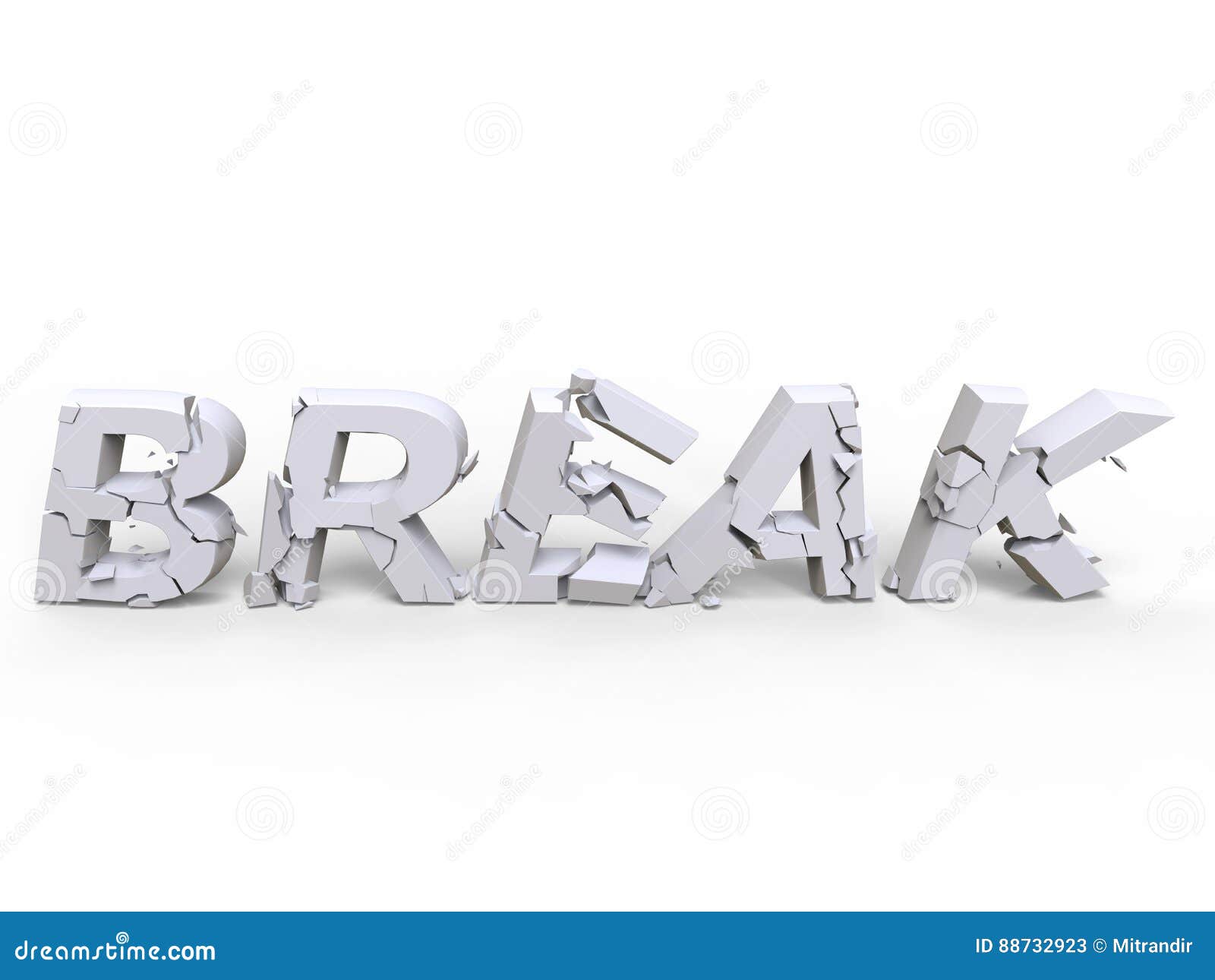 Break 3D fracured font stock illustration. Illustration of background ...