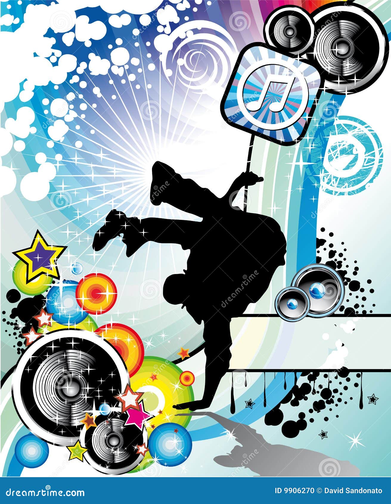 Acrobat Or Break Dancer Standing On Hand , Vector Cartoon Stick Figure ...