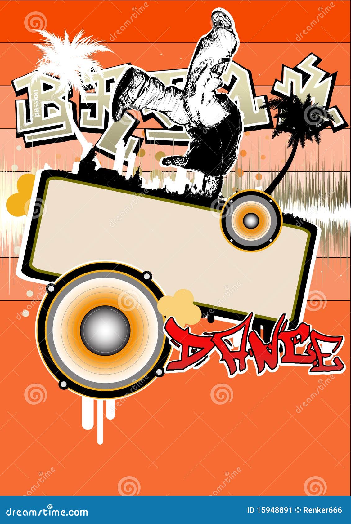 Break dance poster stock vector. Illustration of poopin - 15948891