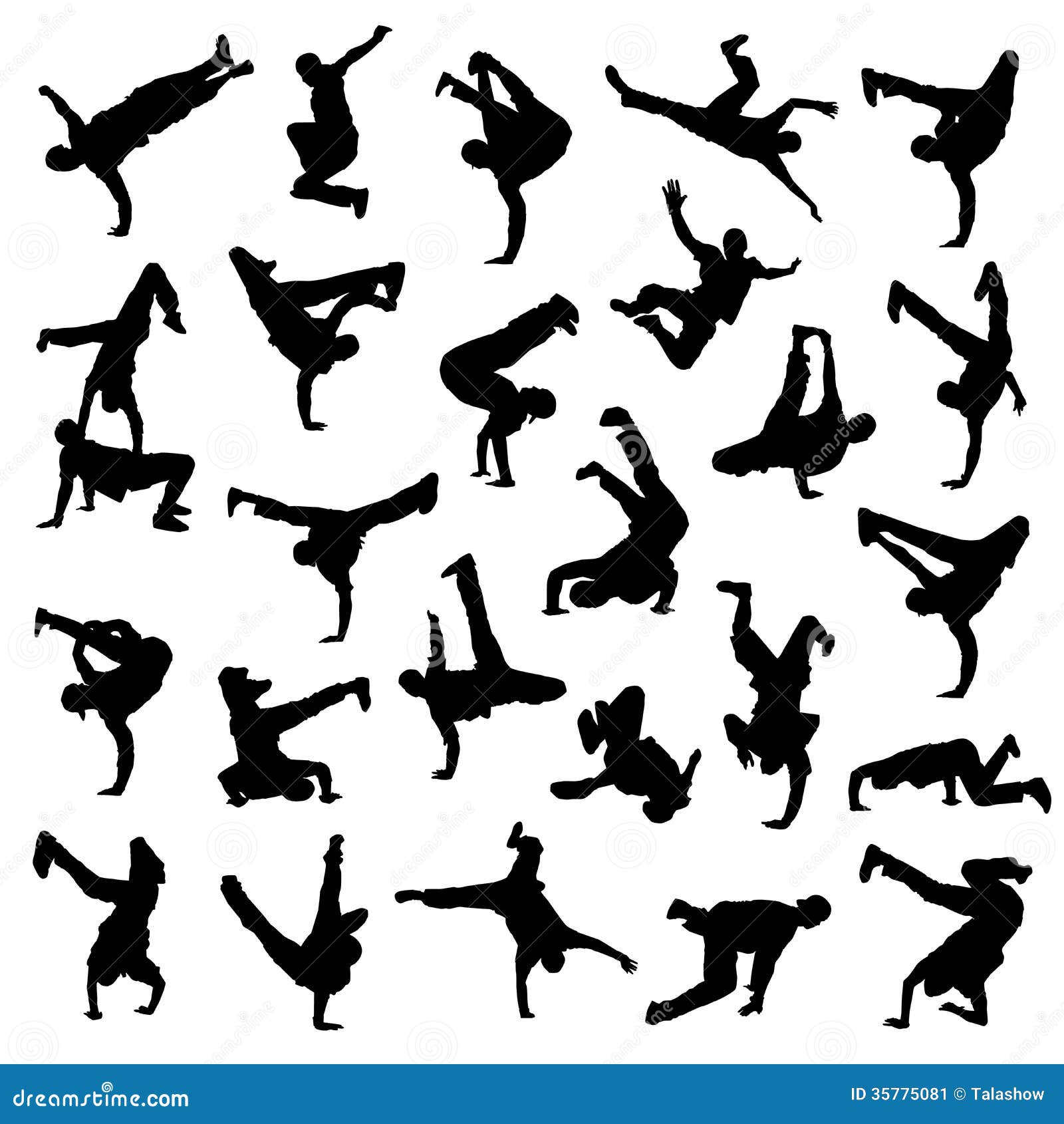 Break Dance silhouettes stock vector. Image of motion - 35775081