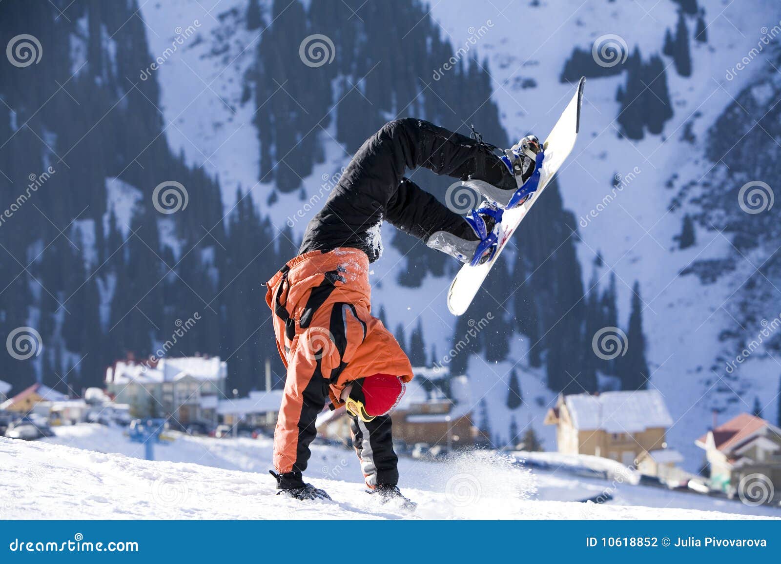 Break Dance. Snowboarder, Stunt. Tien Shan Stock Photo - Image of stunt ...