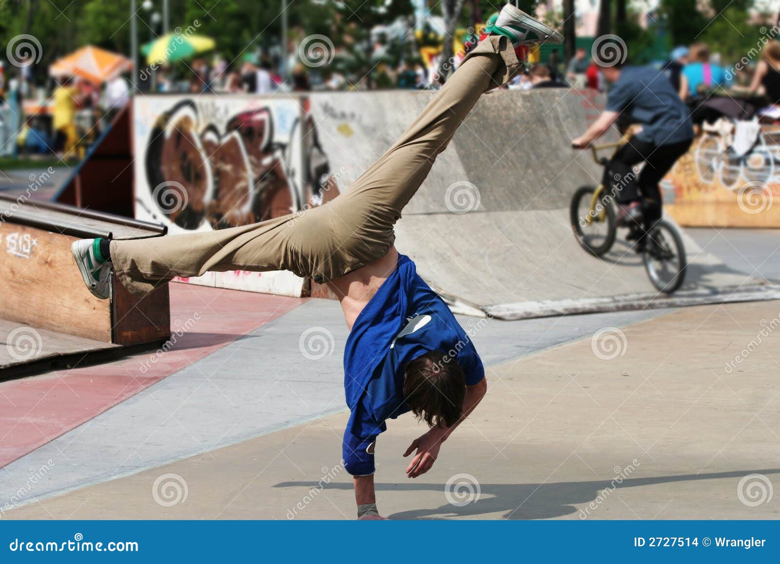 Break dancer and biker stock photo. Image of bike, sport - 2727514
