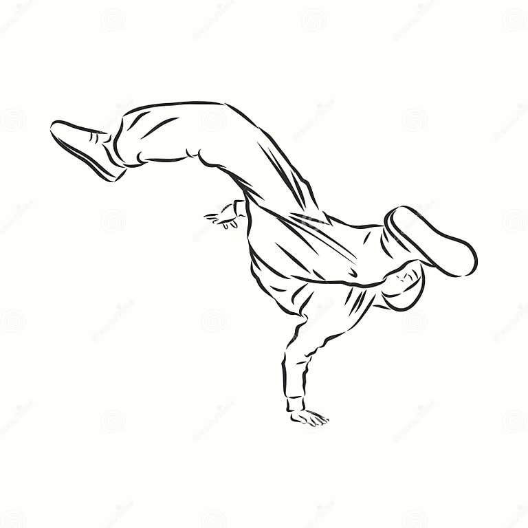 Break Dancer-continuous Line Drawing. Break Dance, Dancer, Vector ...