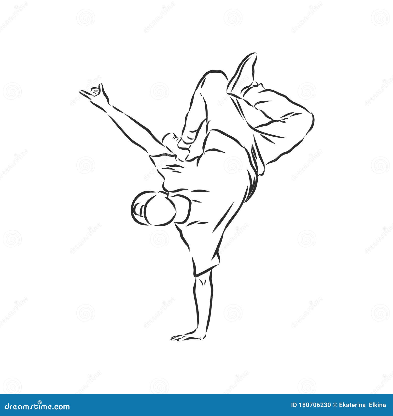 Break Dancer-continuous Line Drawing. Break Dance, Dancer, Vector ...