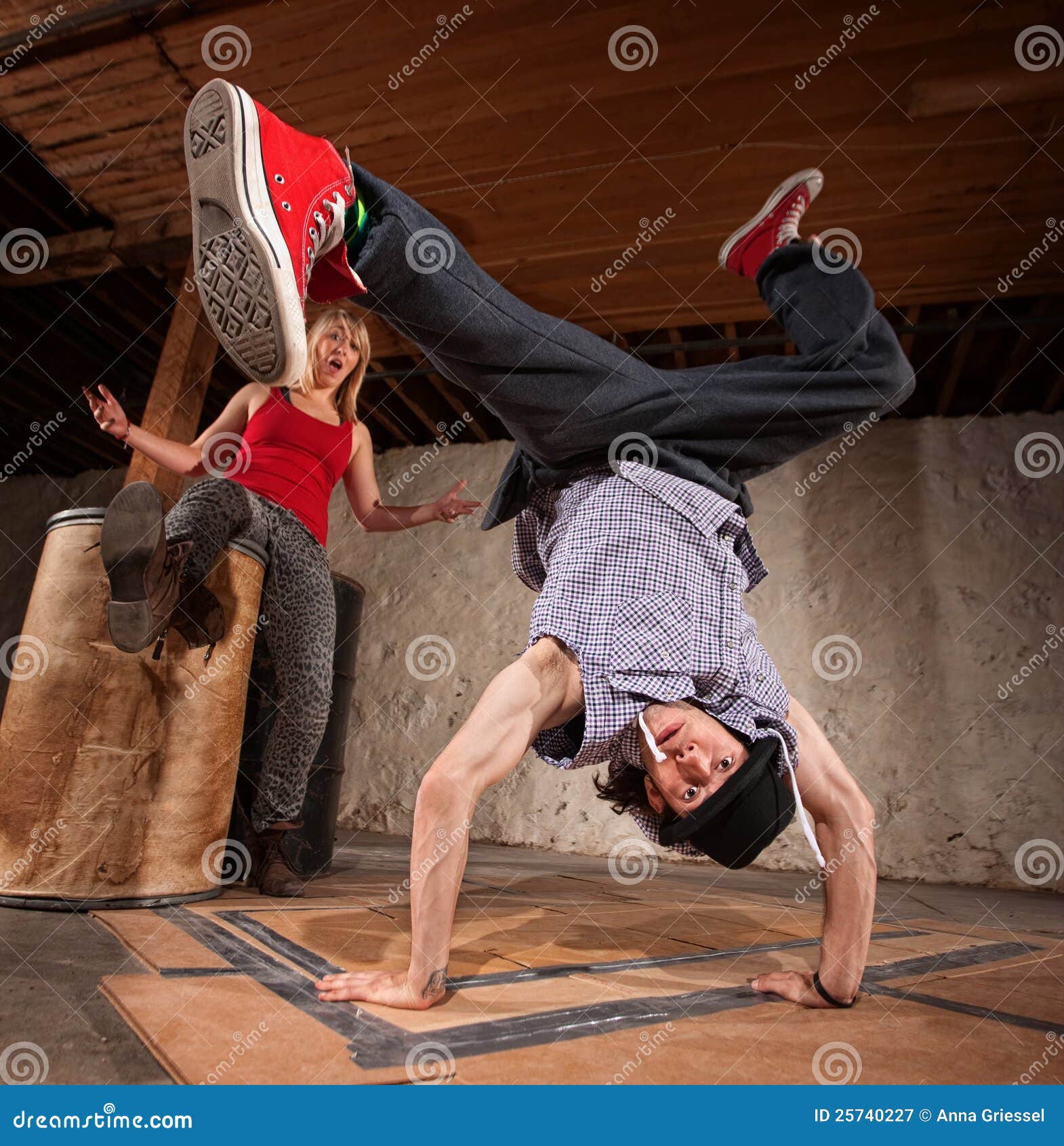 Break Dancer Does Upside Down Kick Stock Image - Image of airborne ...