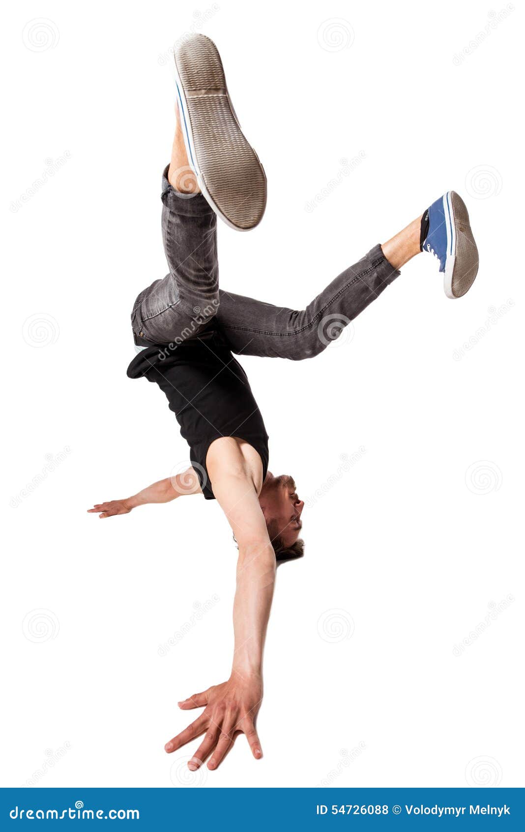 Break Dancer Doing One Handed Handstand Against a Stock Photo - Image ...