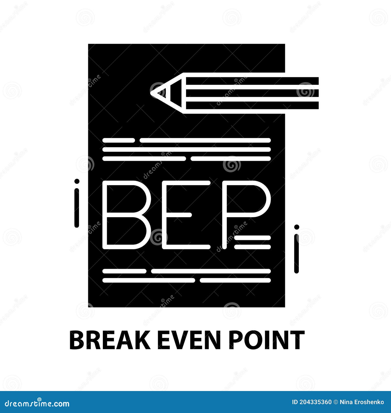 Break Even Point Icon, Black Vector Sign with Editable Strokes, Concept ...