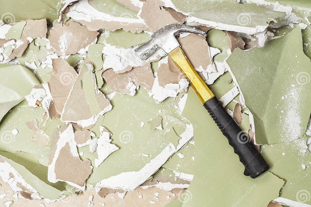 Break Green Wall Hammer Smash Stock Image - Image of texture, textured ...