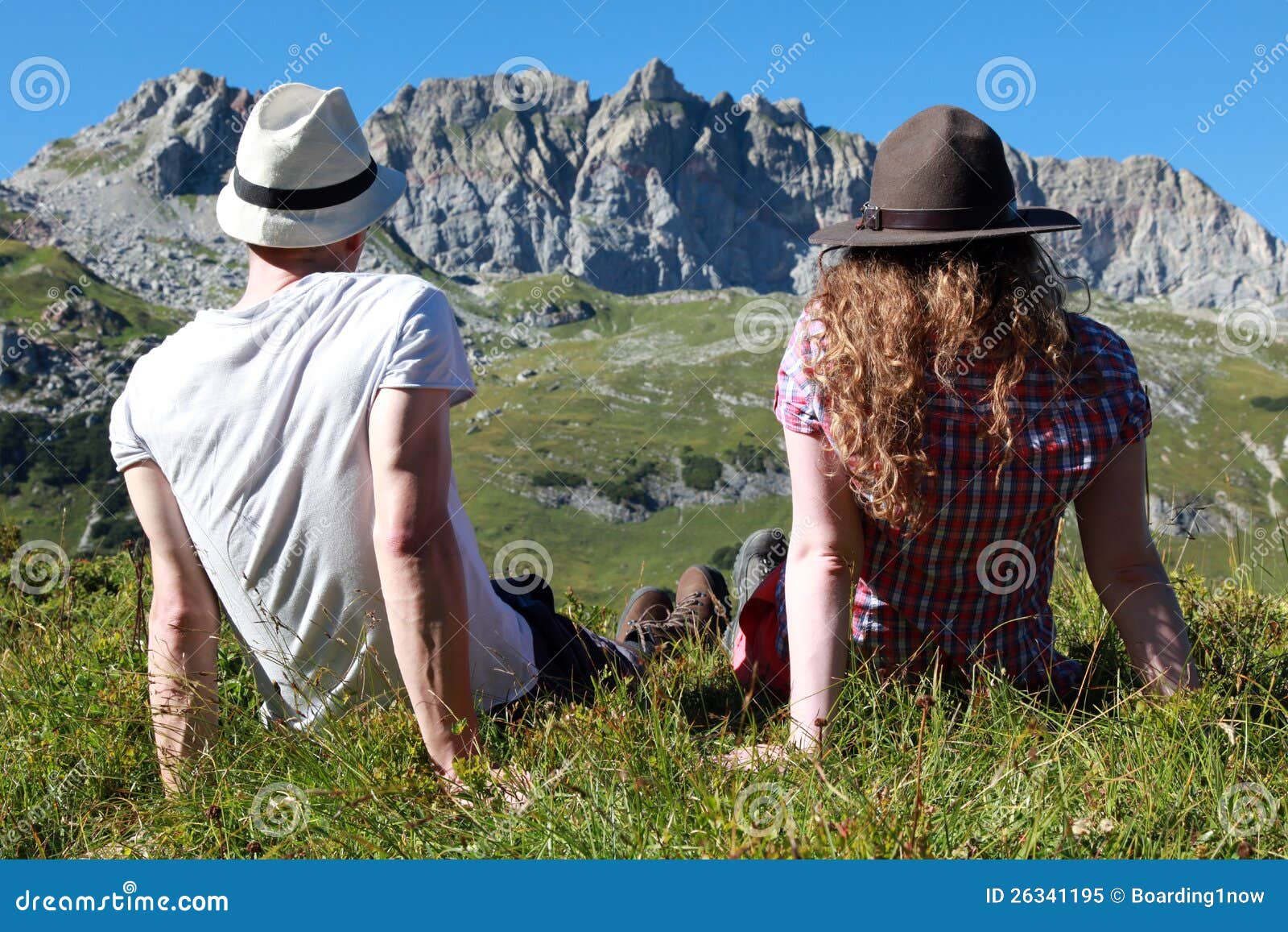 Break during a hiking tour stock image. Image of mountains - 26341195