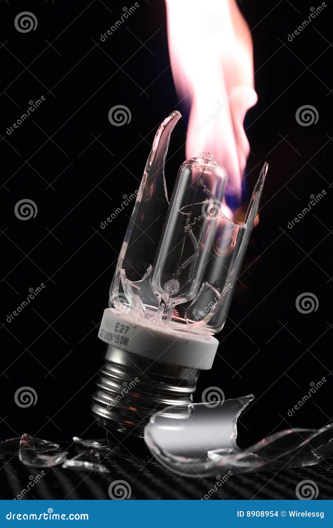 A break lamp with fire stock photo. Image of glass, 150w - 8908954