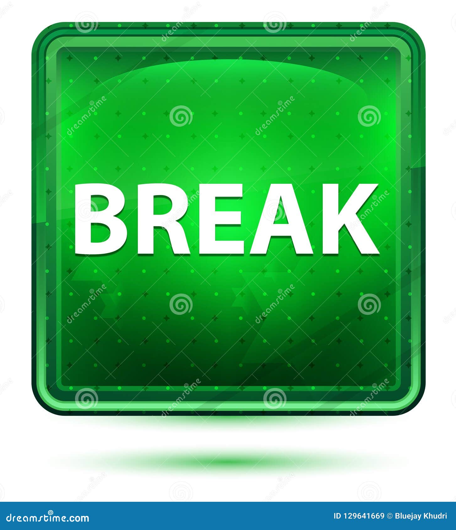 Break Neon Light Green Square Button Stock Illustration - Illustration ...