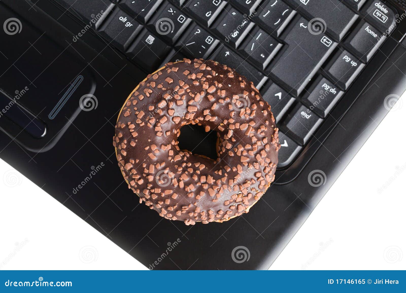 Break in the Office . Doughnut on Laptop Keyboard Stock Image - Image ...