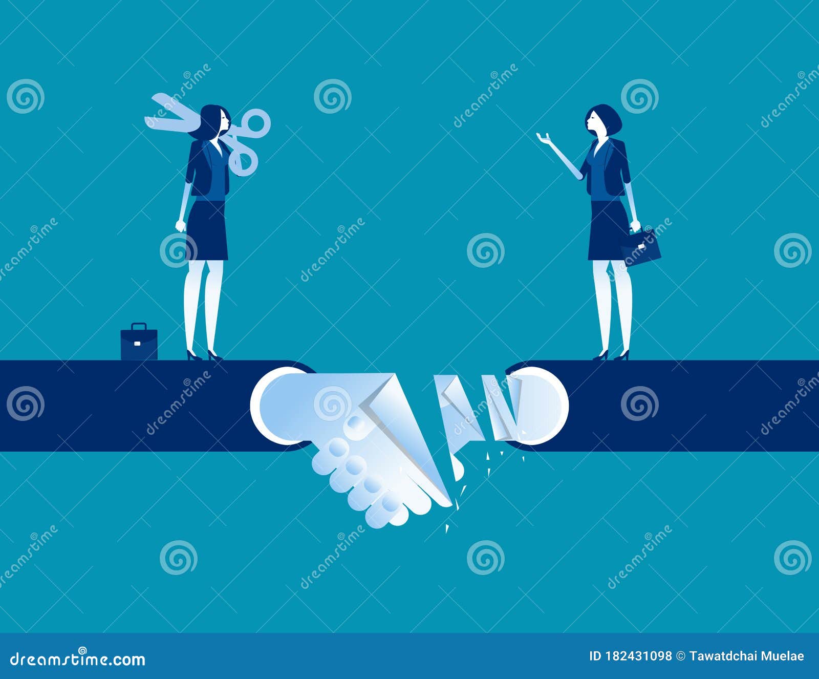 Break the Relationship. Business Relation Concept, Flat Cartoon Vector ...