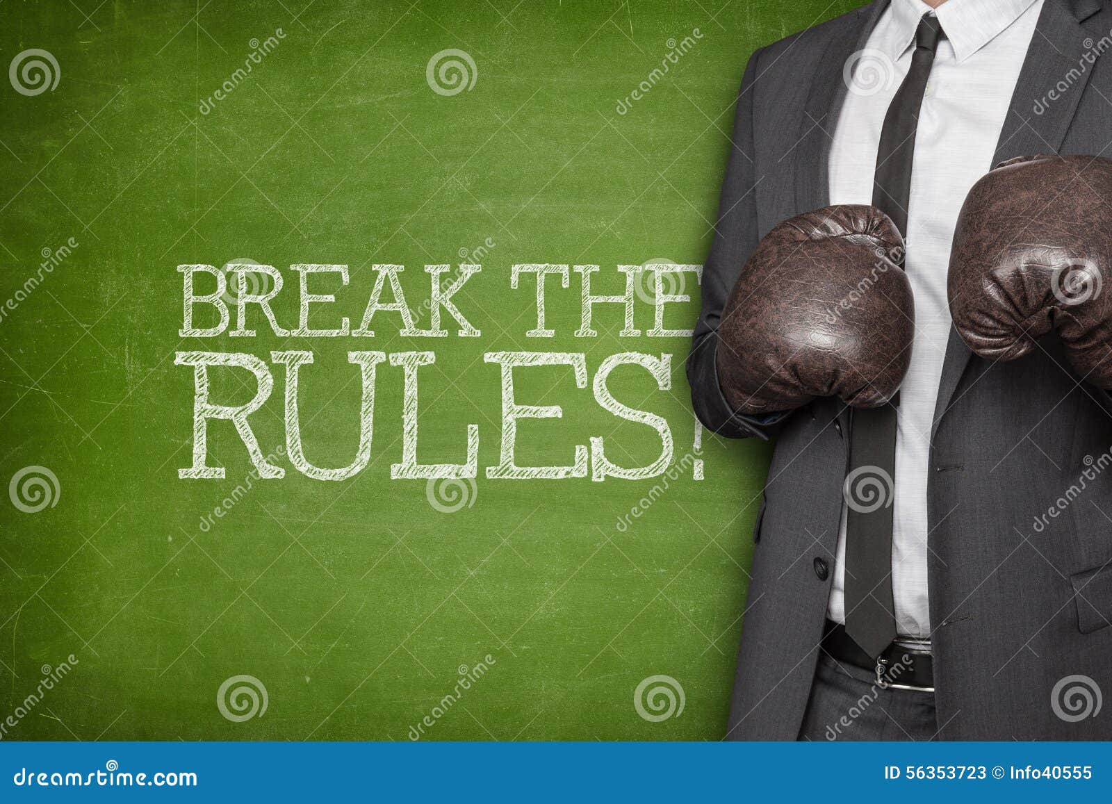 Break the Rules on Blackboard with Businessman Stock Image - Image of ...
